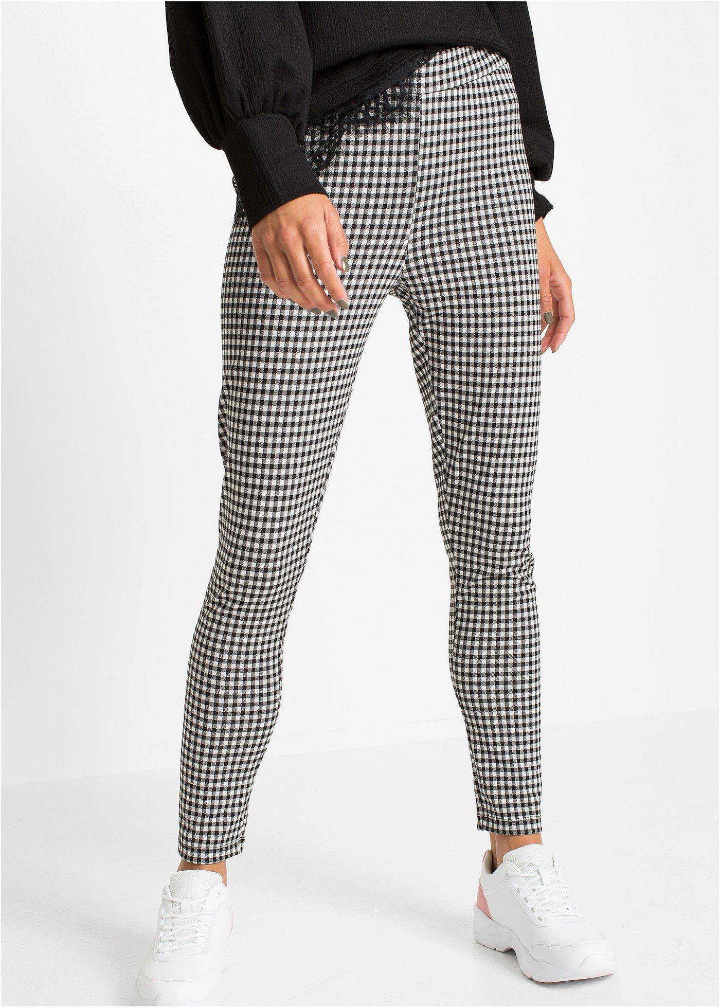 Stylische Leggings Schwarz Weiß Kariert