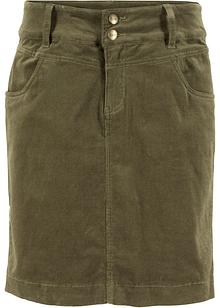 Stretch-Cordrock mit elastischem Bund in knieumspielender Länge