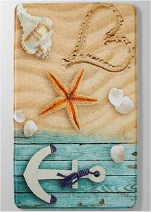 Badematte mit Stein- und Muschelmotiv, Memory Schaum - beige