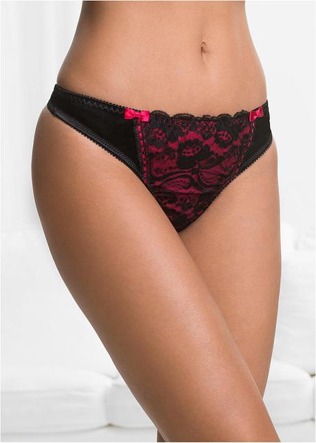 Schöner String mit Spitze - schwarz/rot Schöner String mit Spitze - schwarz/rot