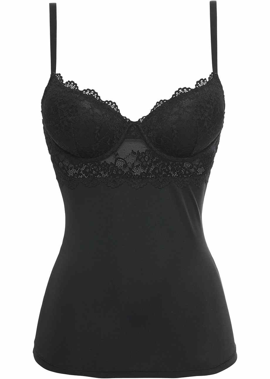 Praktisches Top mit integriertem BH - schwarz, Cup D