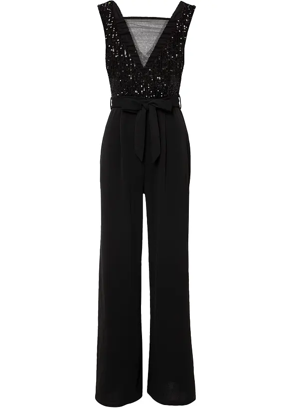 Feminin und Modern: Party-Overall mit Pailletten und Netz-Einsatz am ...