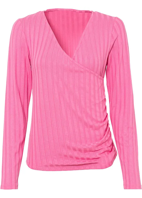 Modernes Shirt in Wickeloptik - pink - Damen | bonprix