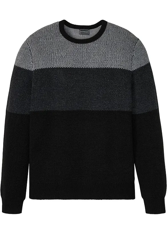Moderner Basic-Pullover in angesagter Struktur-Optik. - schwarz