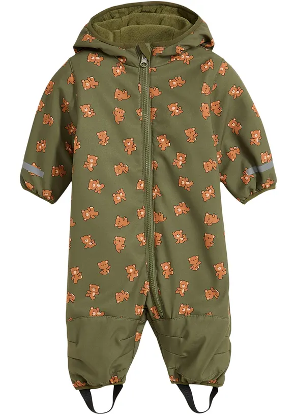 Süßer bedruckter Softshell-Overall mit Kapuze, gefüttert mit Fleece