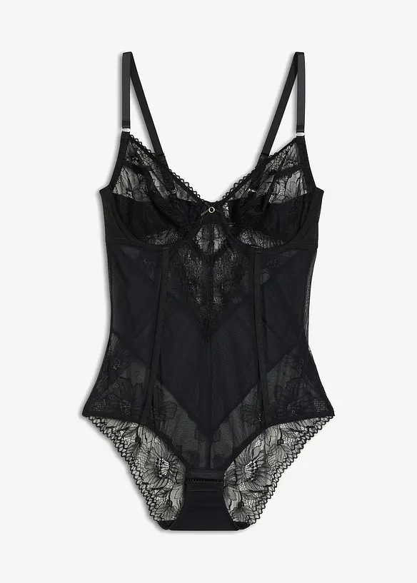 Sexy Body mit Spitze - schwarz, Cup C - Damen | bonprix
