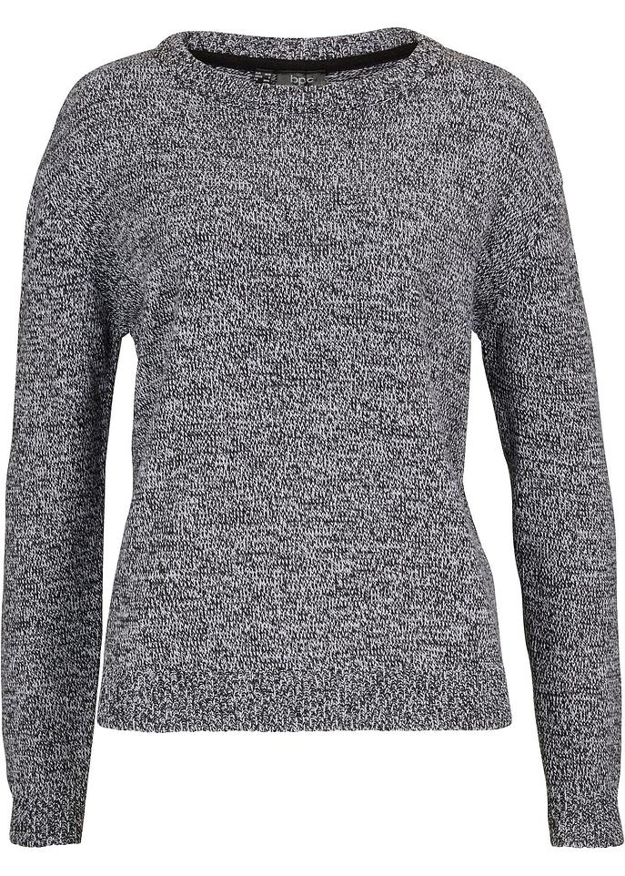 Kuscheliger Strick-Pullover mit Rundhals-Ausschnitt - grau