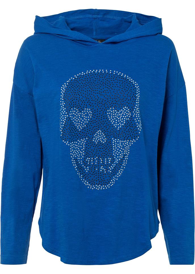 Rockiges Longshirt mit Nieten in Totenkopf-Form - blau | bonprix