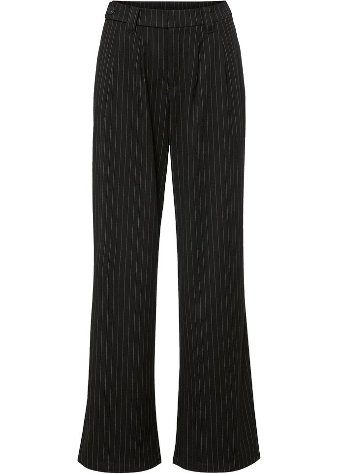 Elegante Bundfaltenhose Mit Weitem Bein Und Nadelstreifen Damen