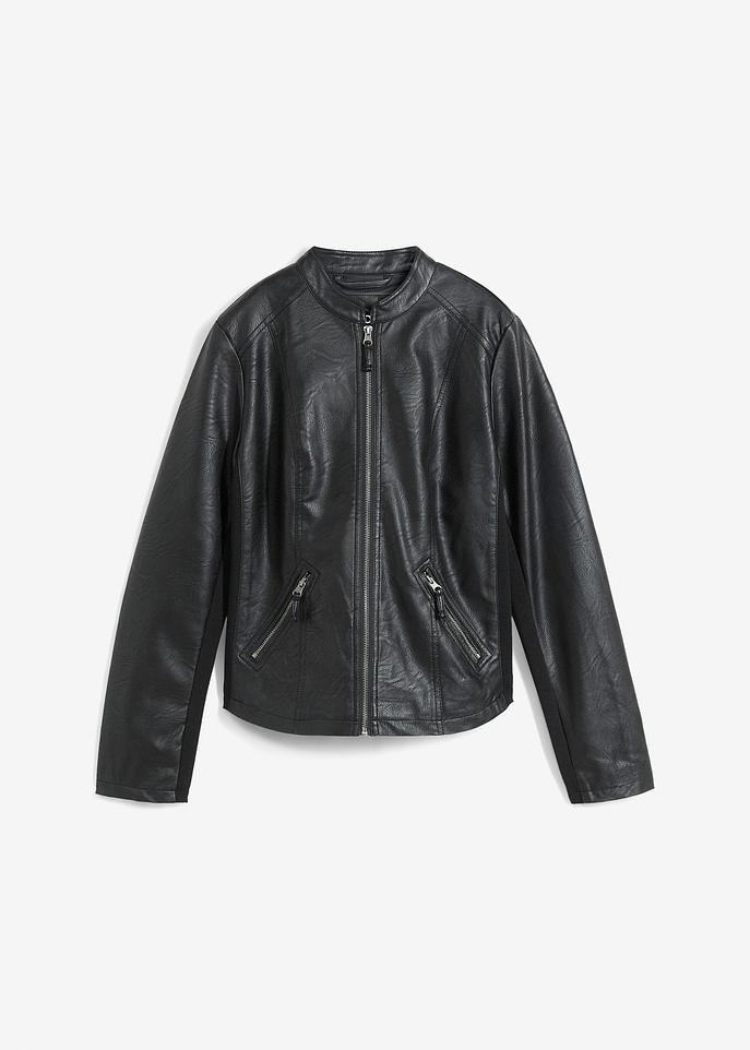 Elegante Jacke aus Lederimitat mit Stehkragen, tailliert - Damen