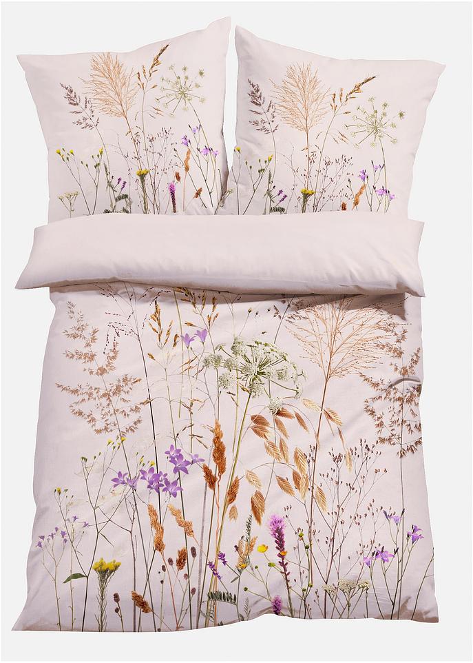 Wendebettwäsche mit floralem Design - creme, Linon | bonprix