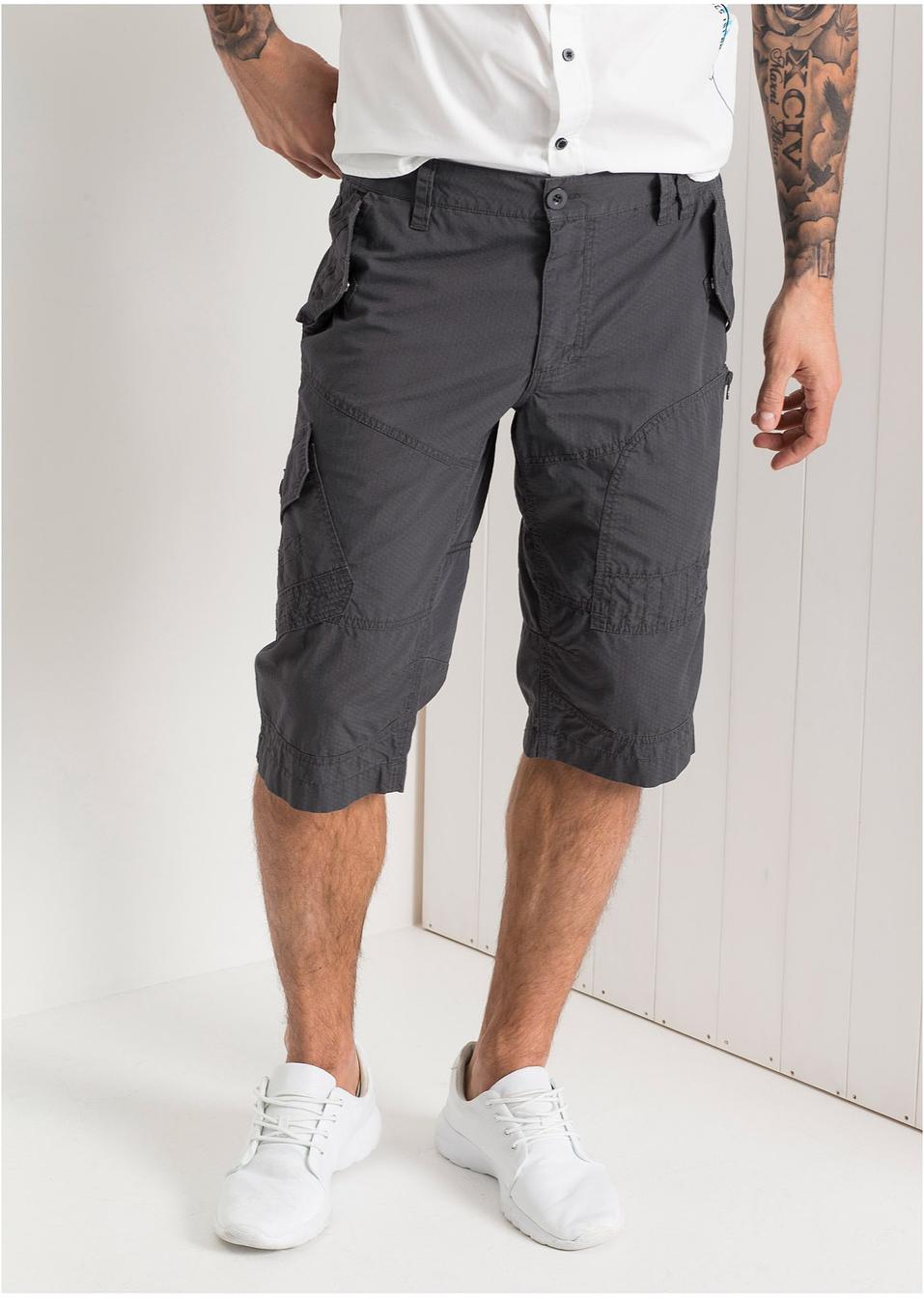 Ausdrucksstarke Long-Bermuda mit angesagten Taschen und Nähten - anthrazit